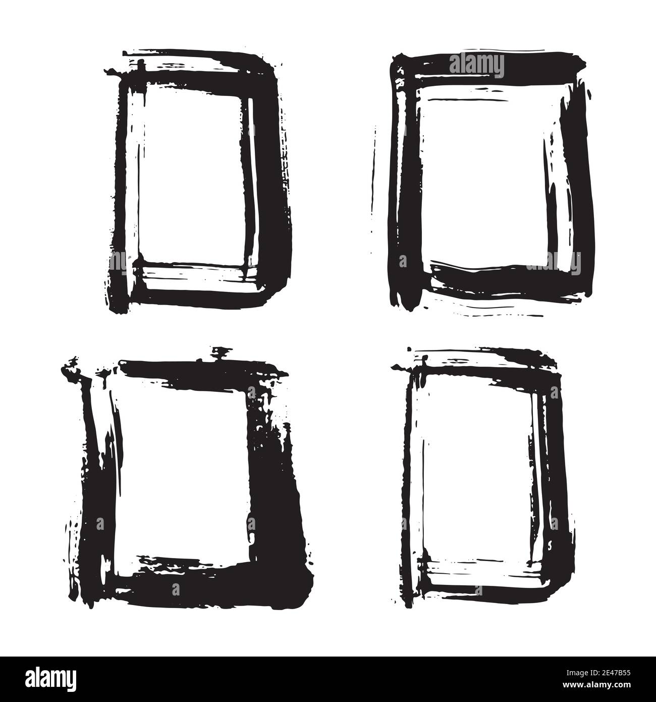 Frames and text boxes, grunge textured hand drawn elements set, vector ...