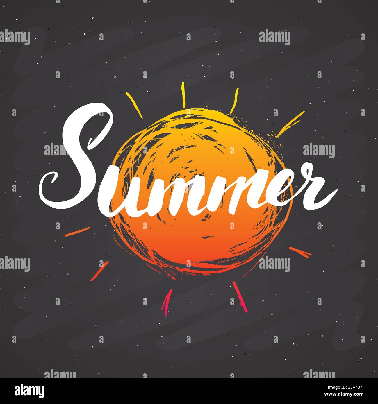 Summer Calligraphy lettering handwritten sign, Hand drawn grunge ...
