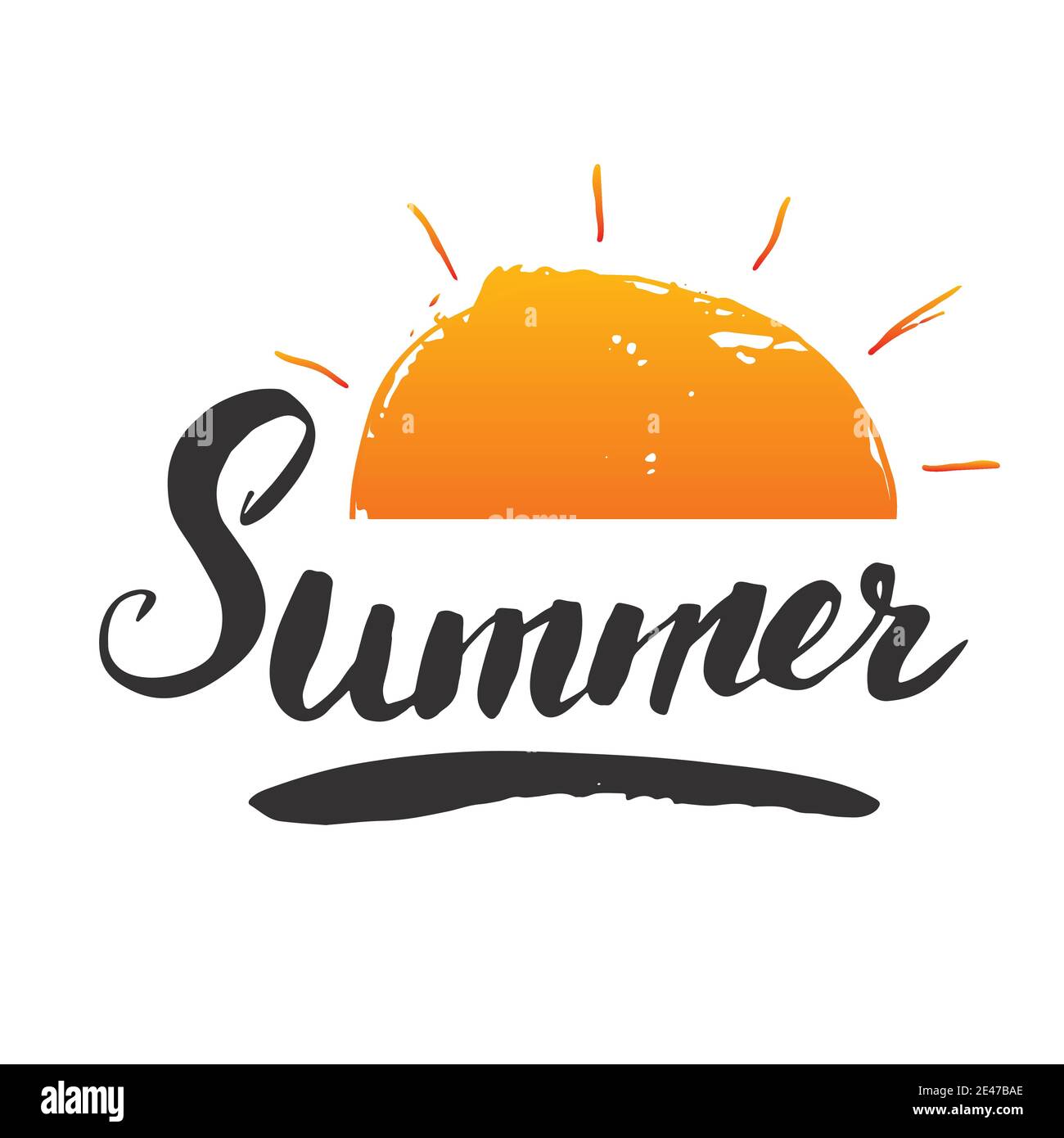 Summer Calligraphy lettering handwritten sign, Hand drawn grunge ...