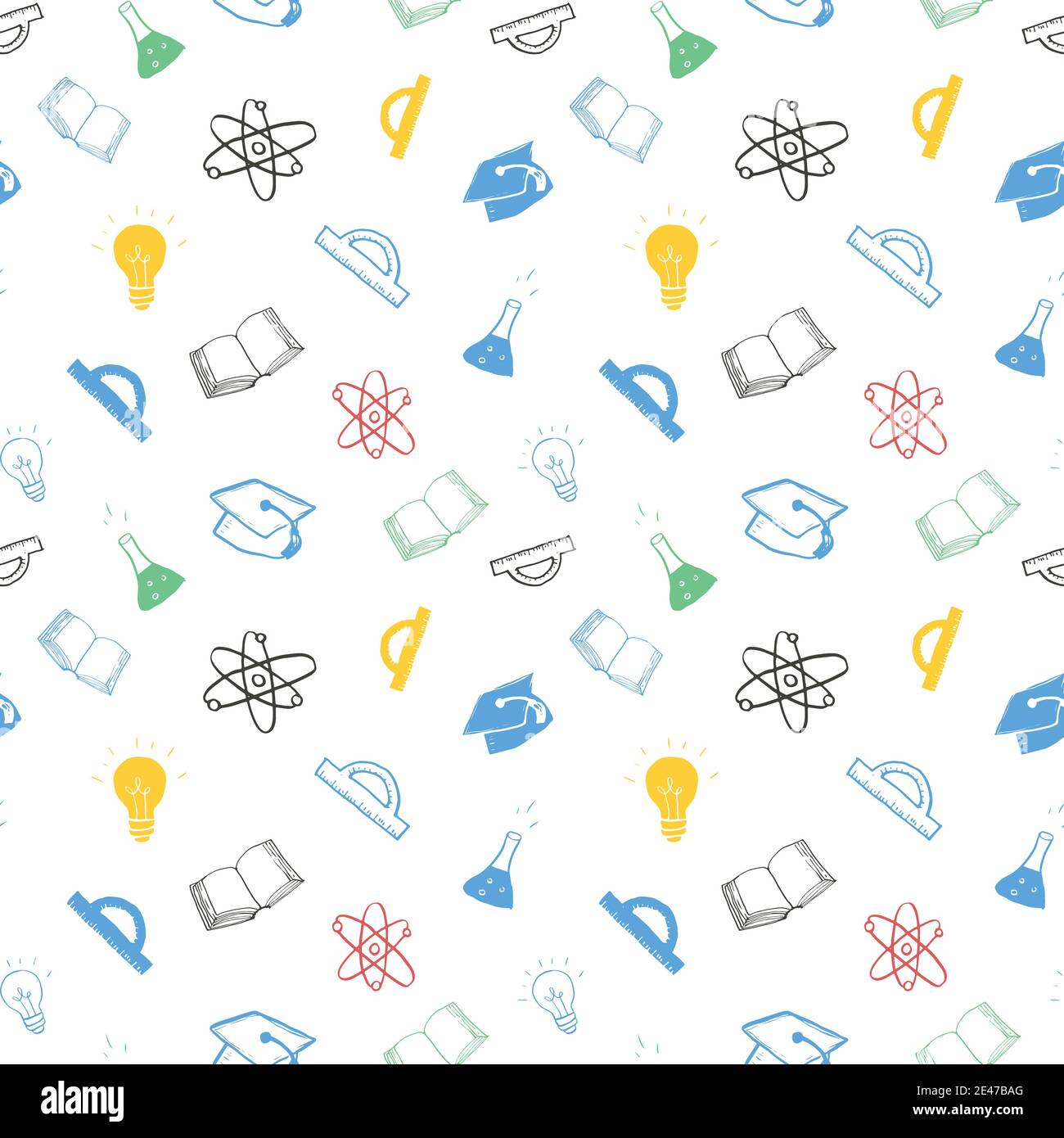 School seamless pattern Hand Drawn Doodles, Vector Illustration Stock ...