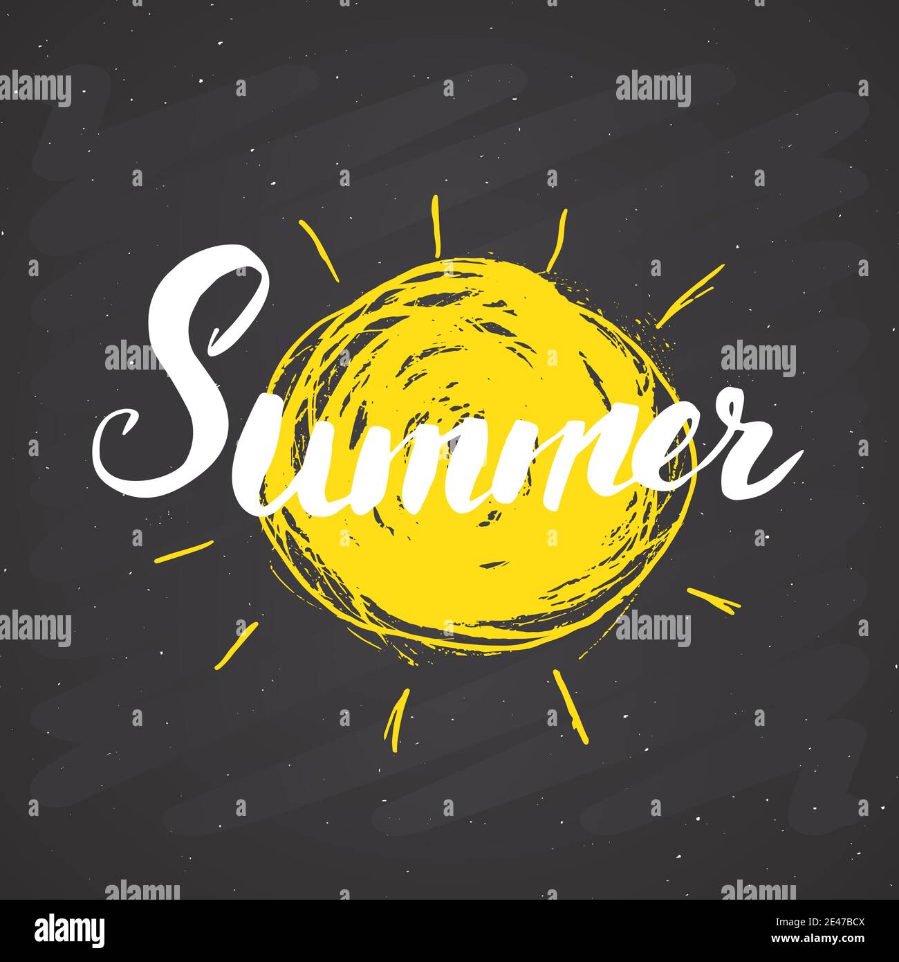 Summer Calligraphy lettering handwritten sign, Hand drawn grunge ...