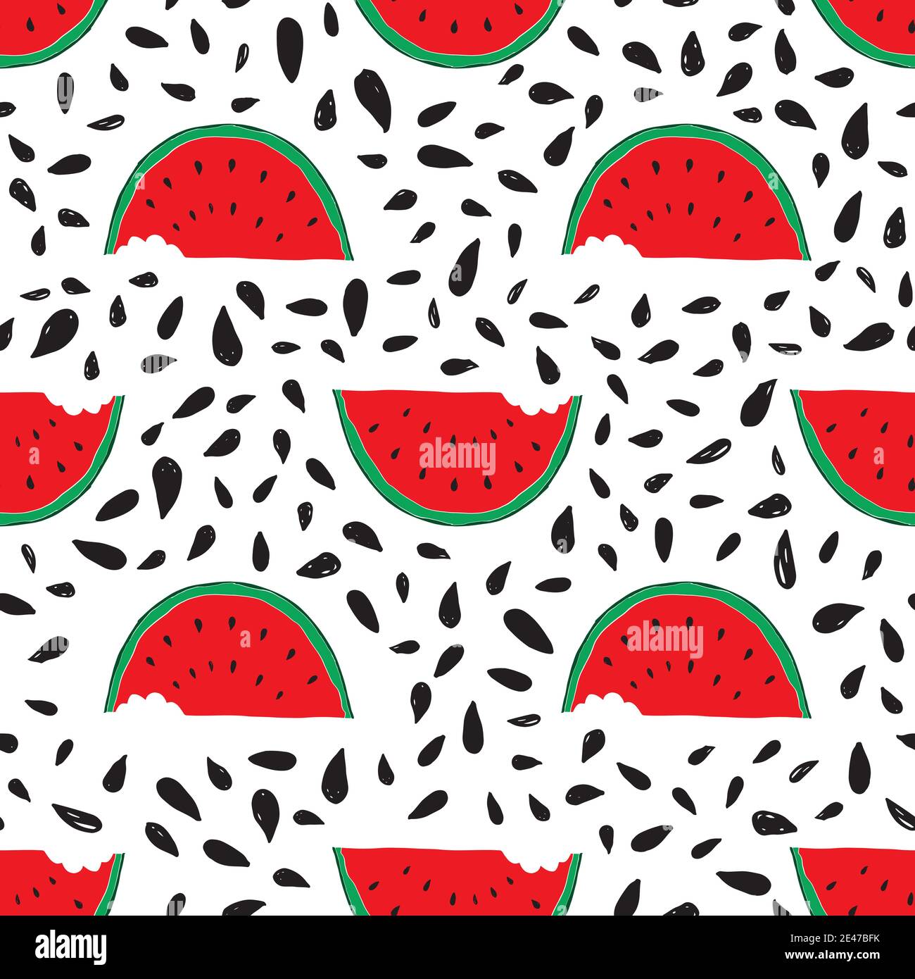 Watermelon Seamless Pattern hand drawn. Vector Illustration Stock ...