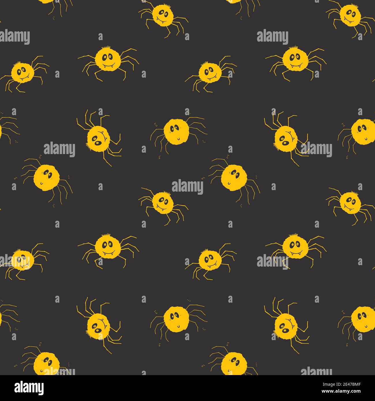 Cute Spider Seamless Pattern, Cartoon Hand Drawn Spider Doodles Vector ...