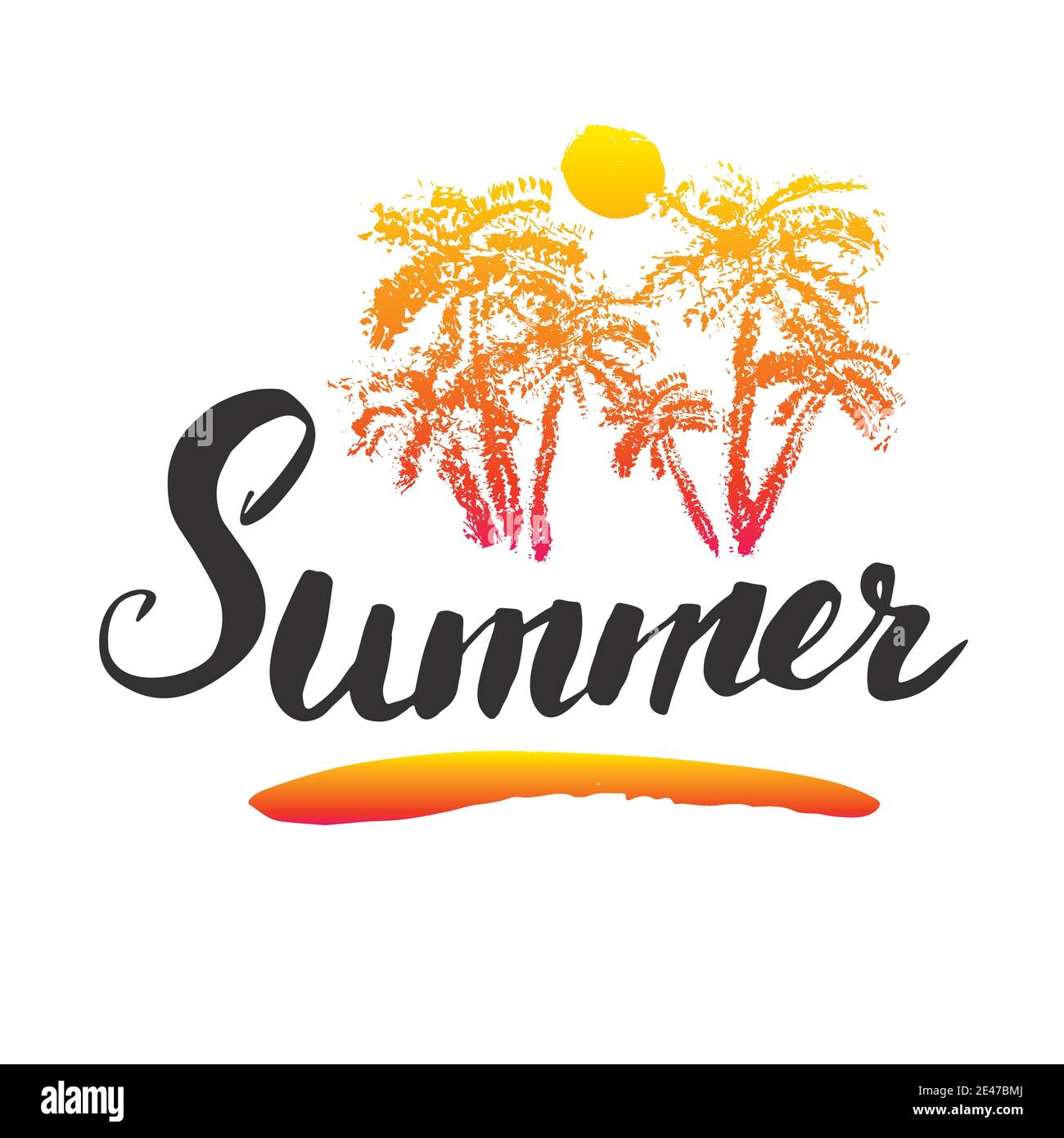 Summer Calligraphy lettering handwritten sign, Hand drawn grunge ...