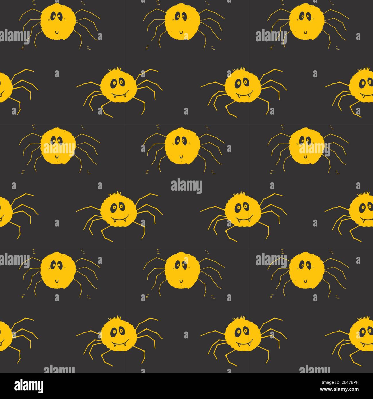 Cute Spider Seamless Pattern, Cartoon Hand Drawn Spider Doodles Vector ...