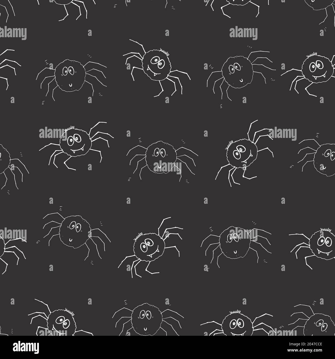 Cute Spider Seamless Pattern, Cartoon Hand Drawn Spider Doodles Vector ...