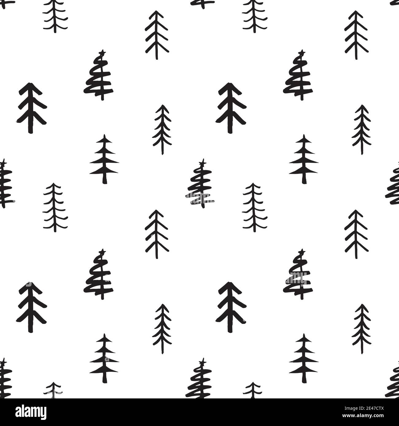Pine tree seamless pattern. New Year and Christmas background, vector ...