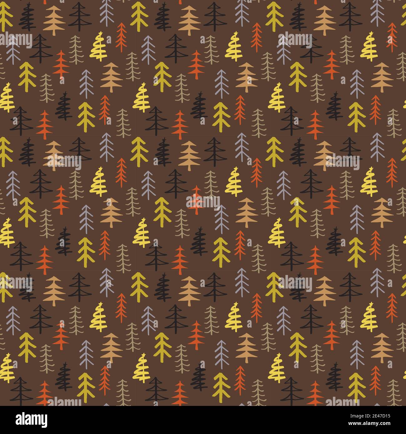 Pine tree seamless pattern. New Year and Christmas background, vector ...