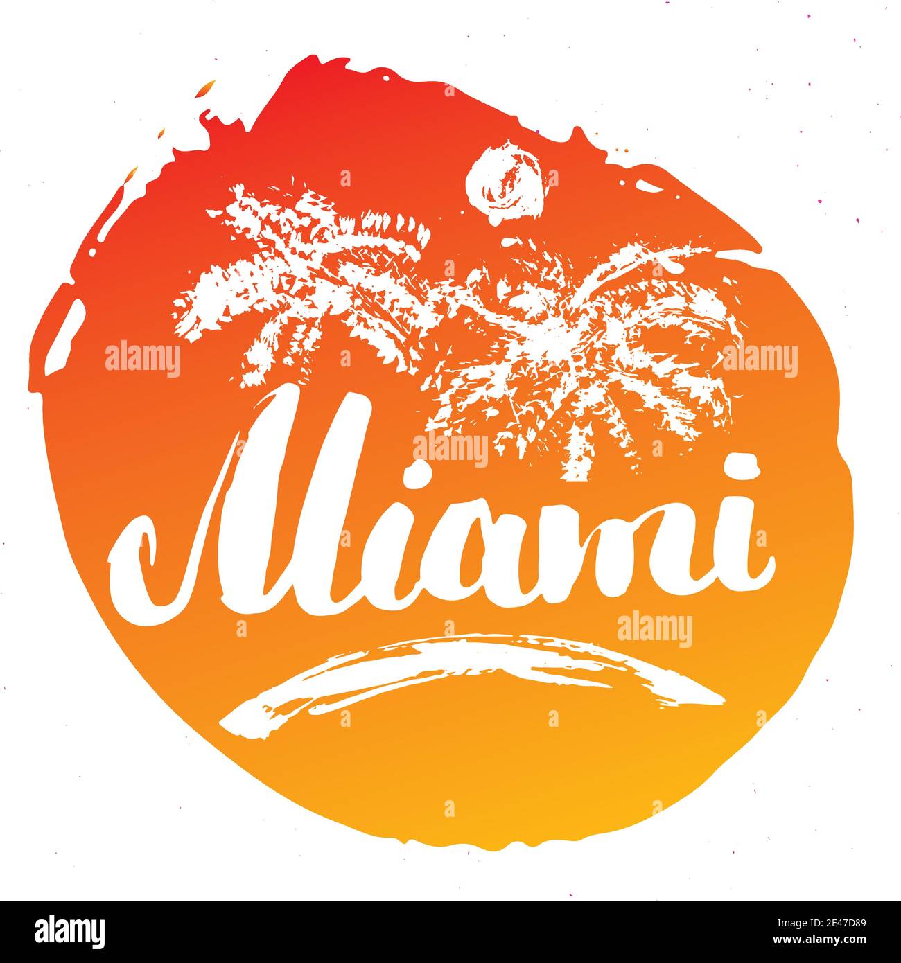 Miami Calligraphy lettering handwritten sign, Hand drawn grunge ...