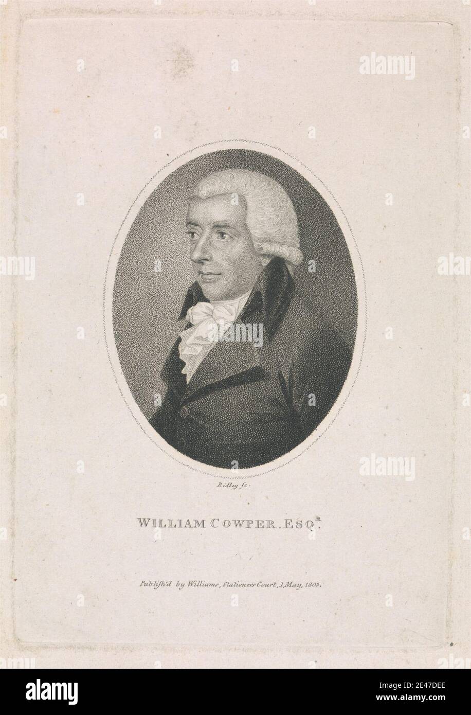 William Ridley, 1764–1838, British, William Cowper, 1803. Engraving ...