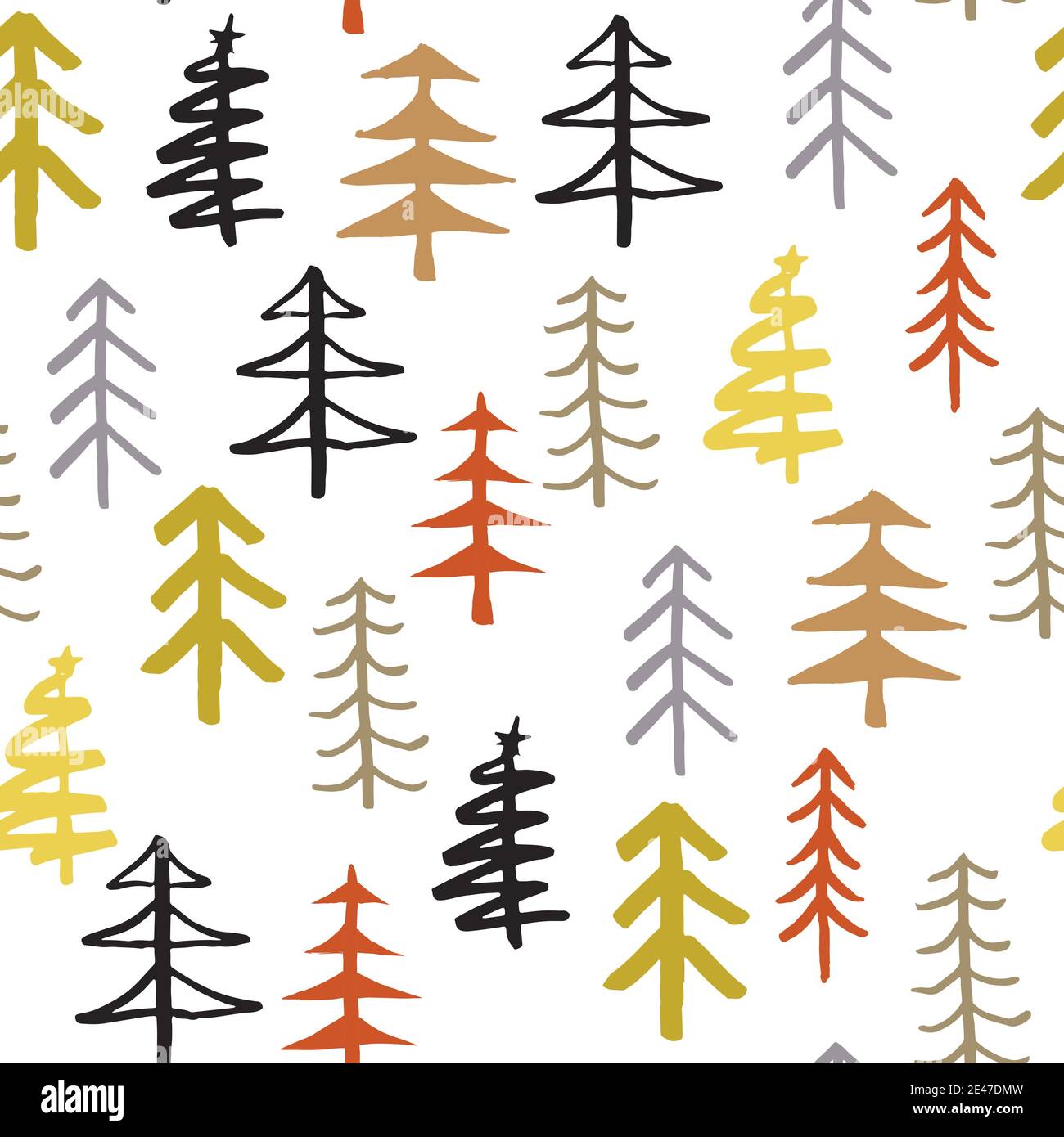 Pine tree seamless pattern. New Year and Christmas background, vector ...