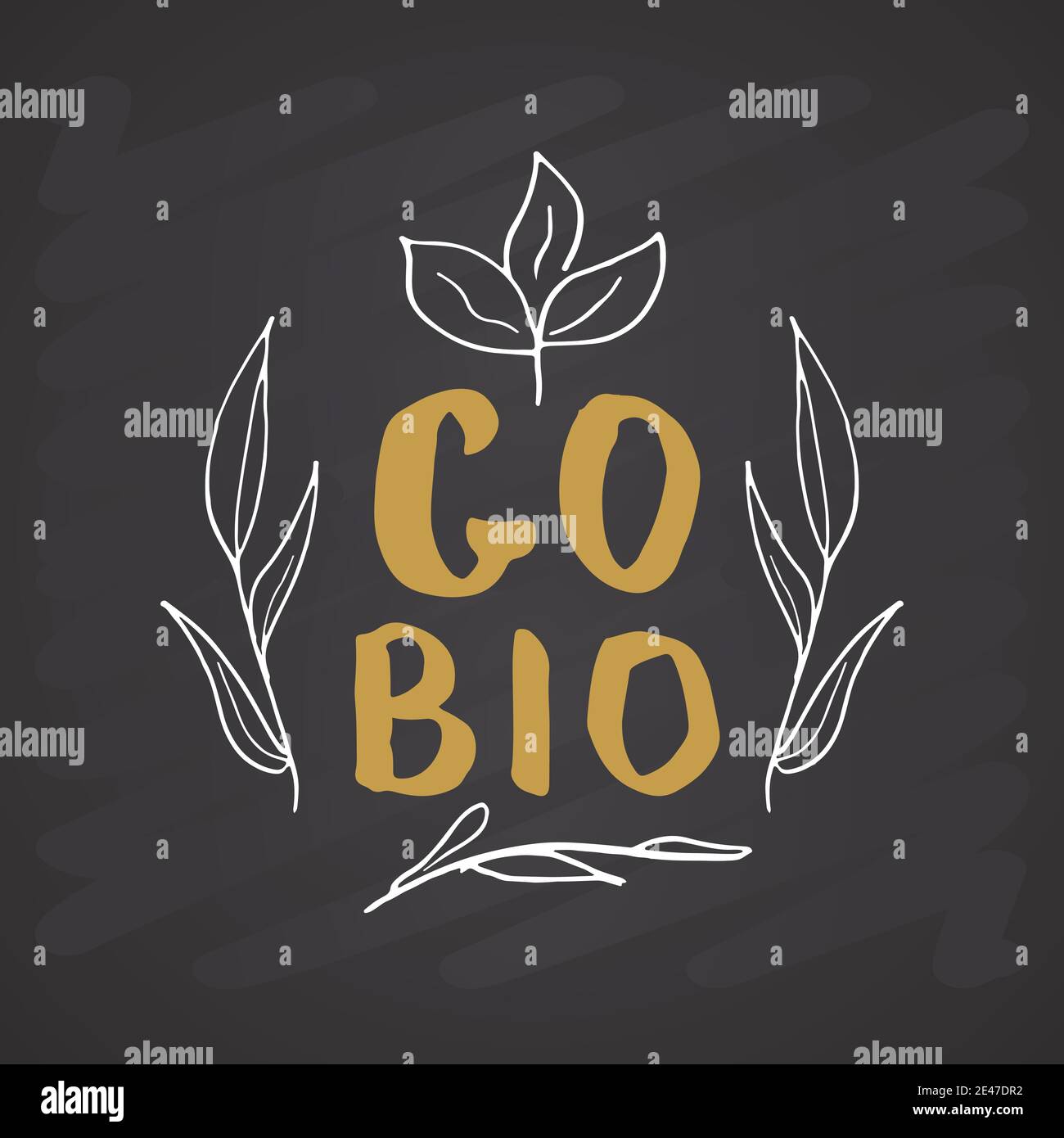 Go Bio Lettering label. Calligraphic Hand Drawn eco friendly sketch ...