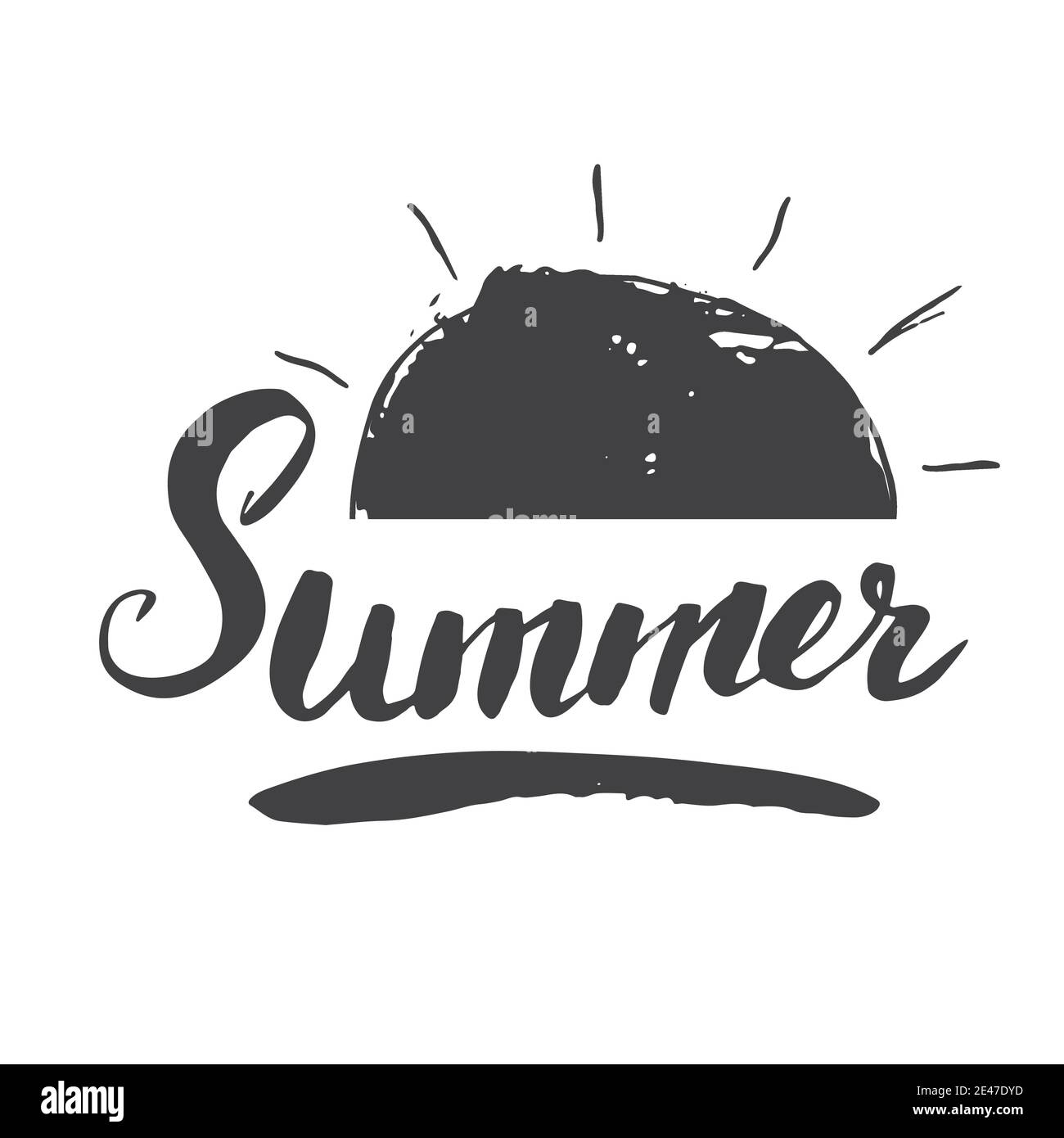 Summer Calligraphy lettering handwritten sign, Hand drawn grunge ...
