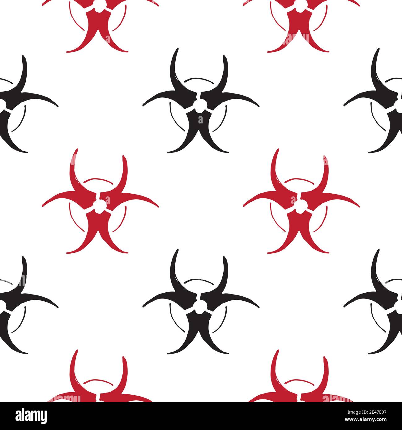 Biohazard symbol Seamless Pattern, Hand Drawn icon background. Vector ...