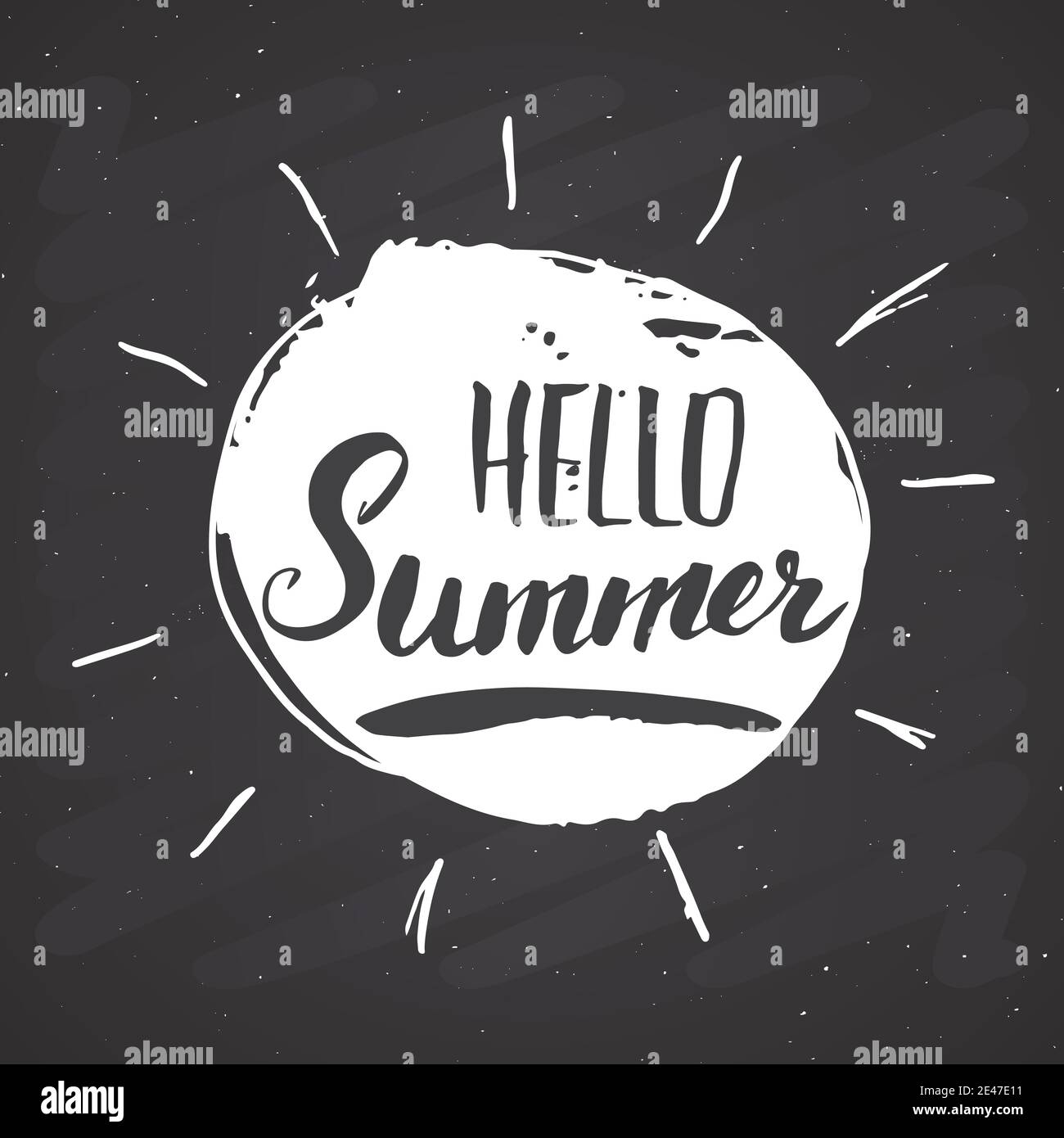 Hello Summer Calligraphy lettering handwritten sign, Hand drawn grunge ...