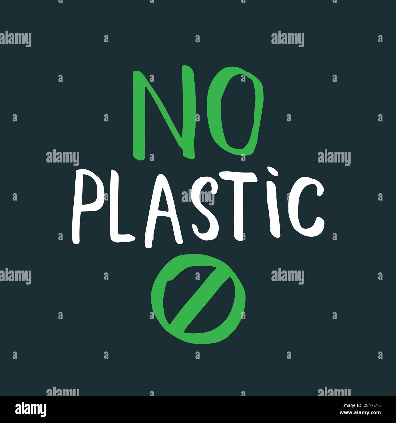 No Plastic Lettering label. Calligraphic Hand Drawn eco friendly sketch ...