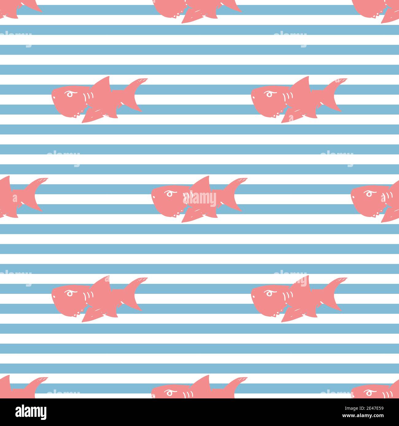 Shark seamless pattern, Hand drawn sketched doodle shark, vector ...