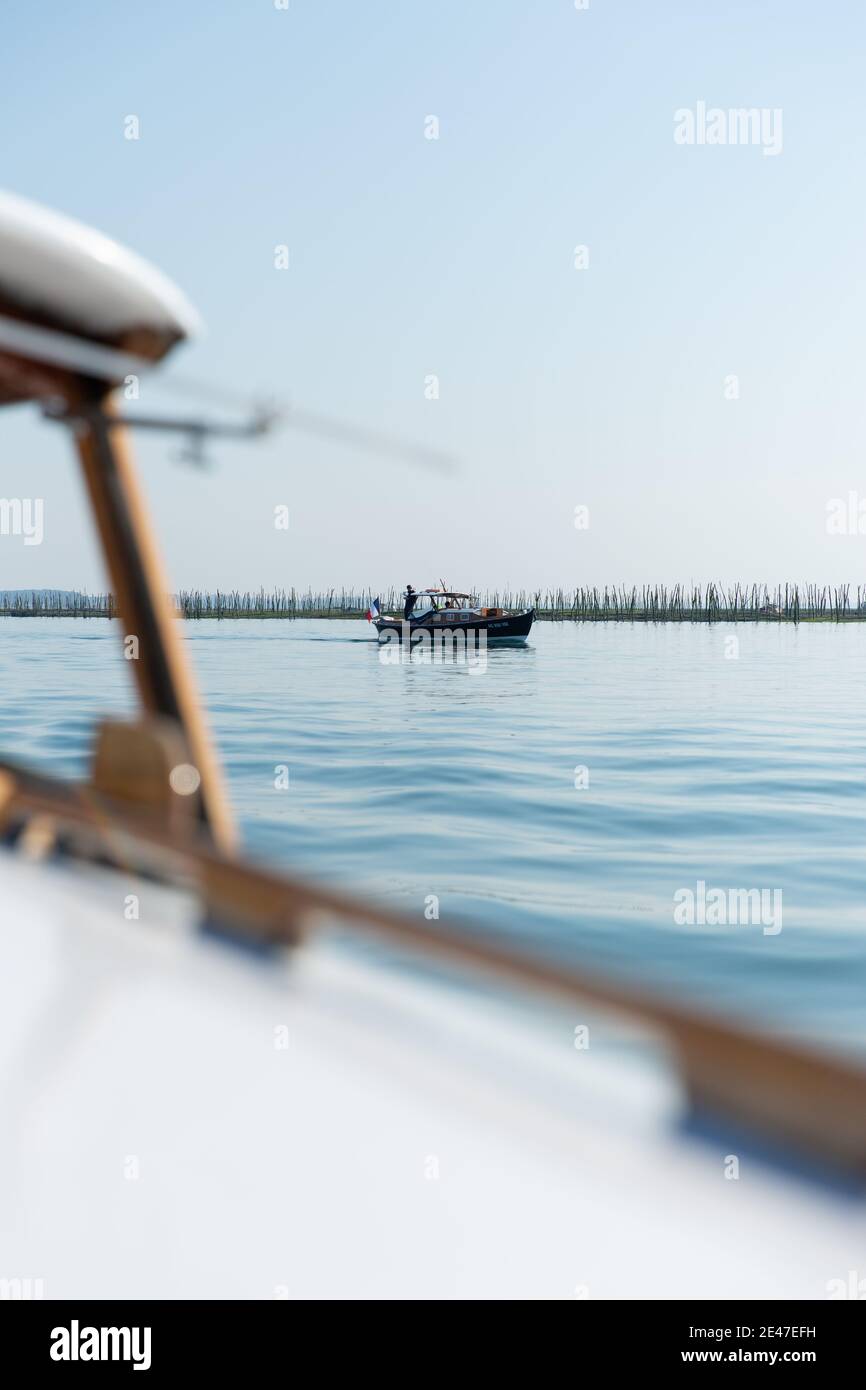 CAP FERRET, FRANCE - May 02, 2019: Typical Pinasse boat in Cap Ferret ...