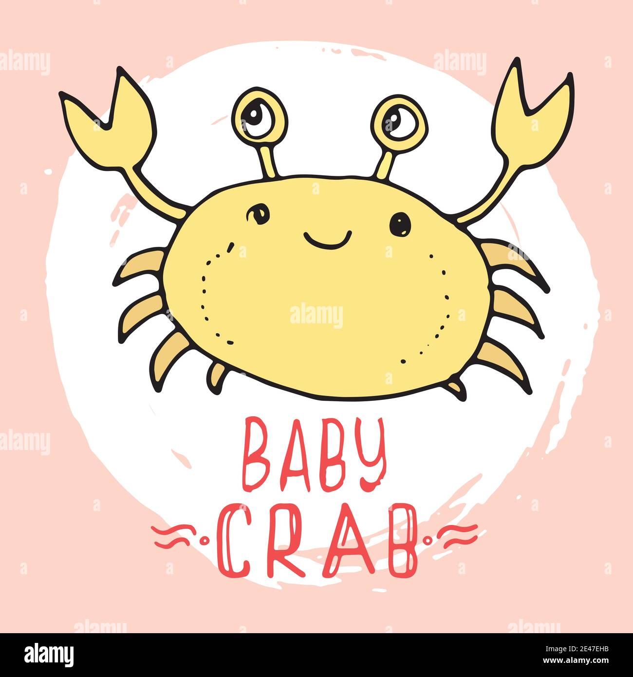 Cute Crab Cartoon Hand Drawn Animal Doodles Vector Illustration ...