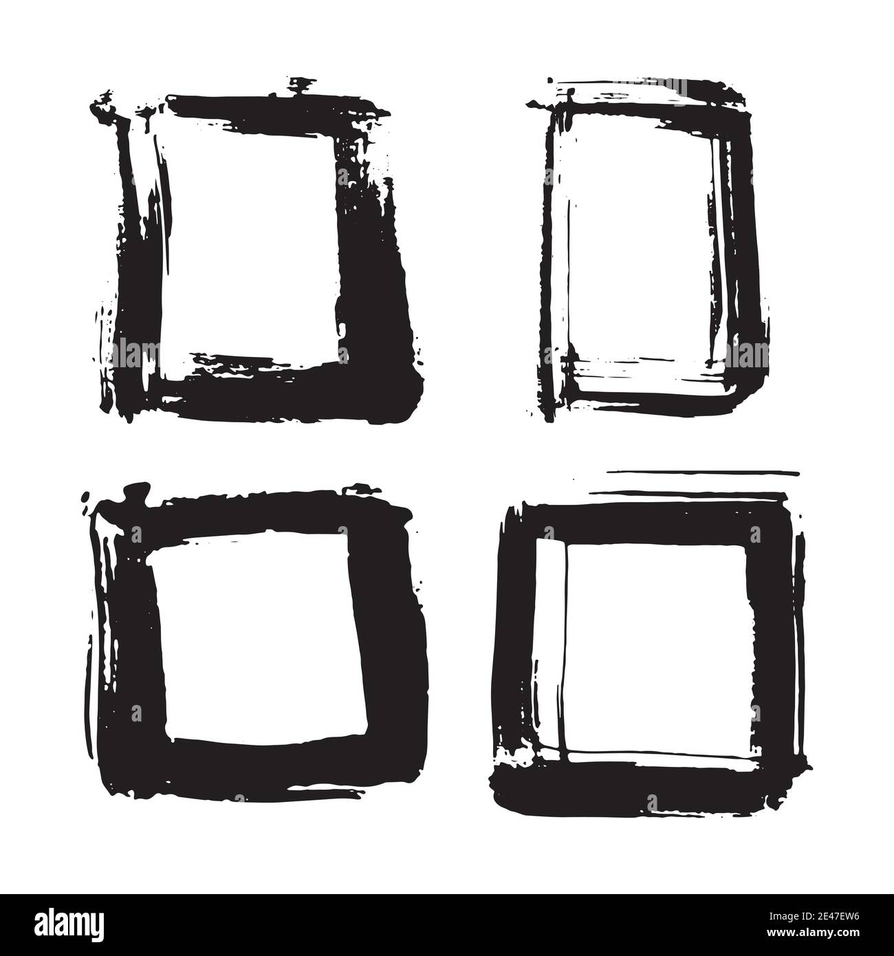 Frames and text boxes, grunge textured hand drawn elements set, vector ...