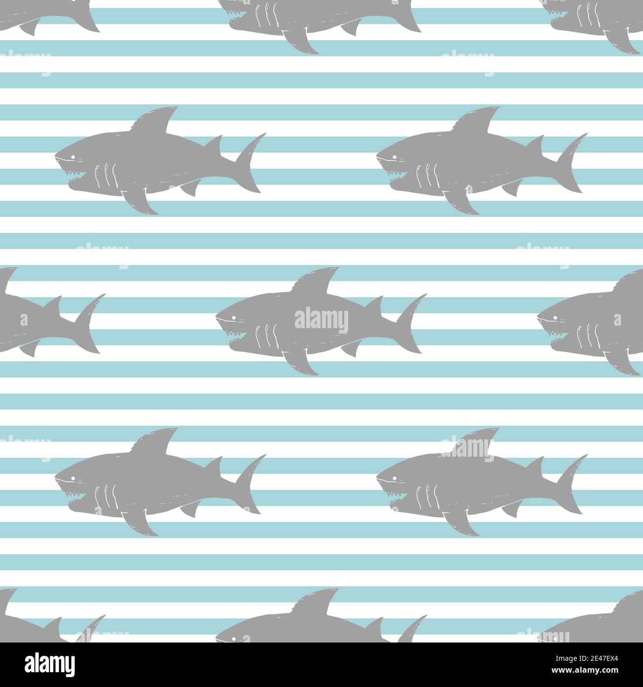 Shark seamless pattern, Hand drawn sketched doodle shark, vector ...