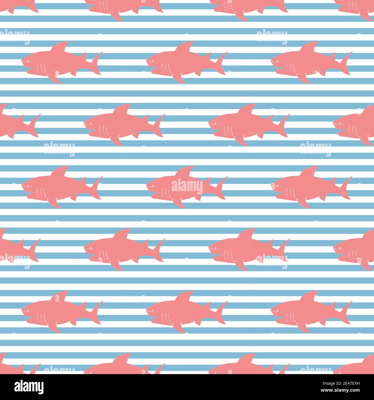Shark seamless pattern, Hand drawn sketched doodle shark, vector ...