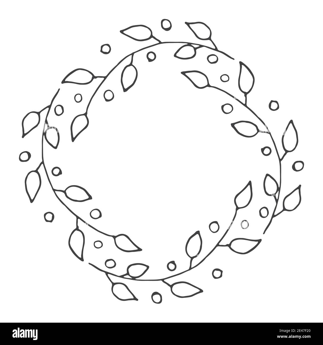 Round flower Frame hand drawn sketch doodles. Vector illustration Stock ...