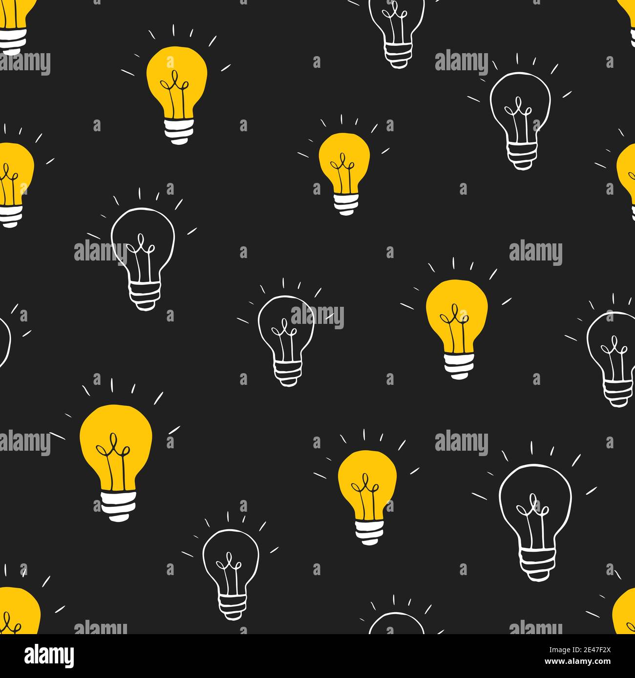 Light bulb Seamless Pattern hand drawn. Vector Illustration Stock ...