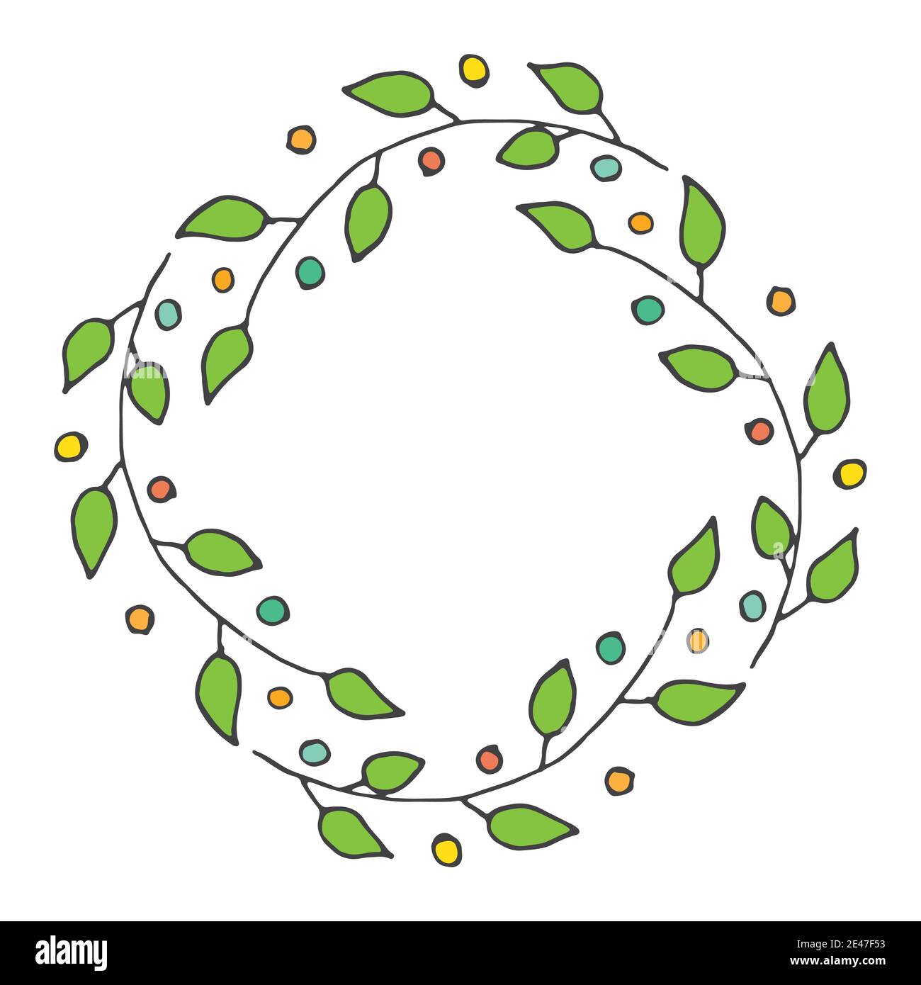 Round flower Frame hand drawn sketch doodles. Vector illustration Stock ...