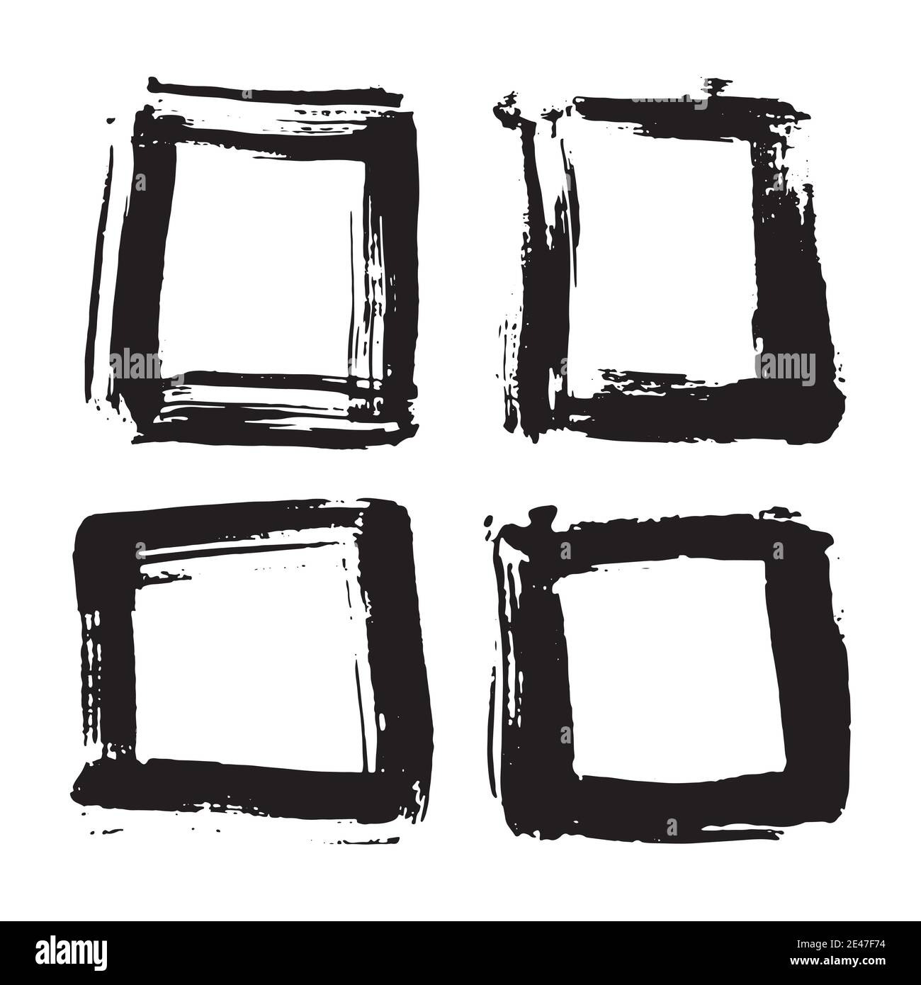 Frames and text boxes, grunge textured hand drawn elements set, vector ...