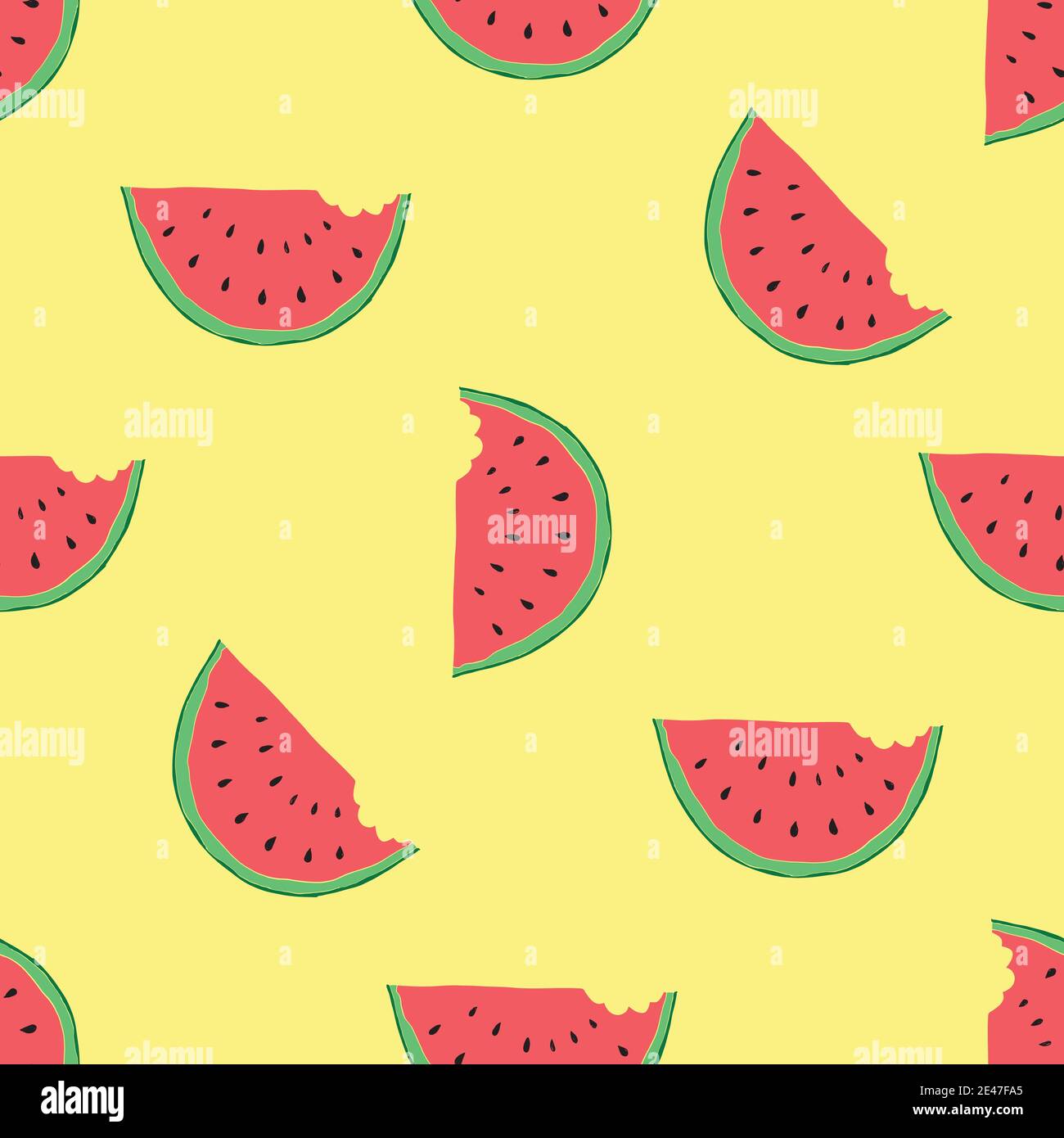 Watermelon Seamless Pattern hand drawn. Vector Illustration Stock ...