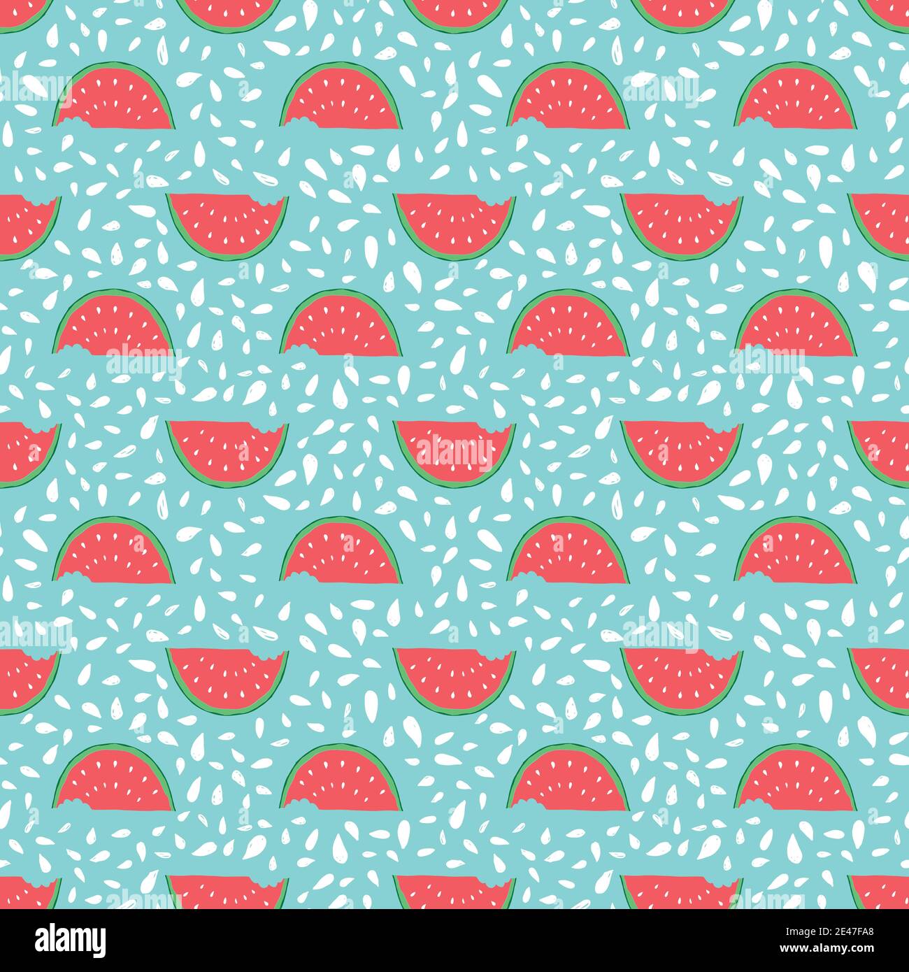 Watermelon Seamless Pattern hand drawn. Vector Illustration Stock ...