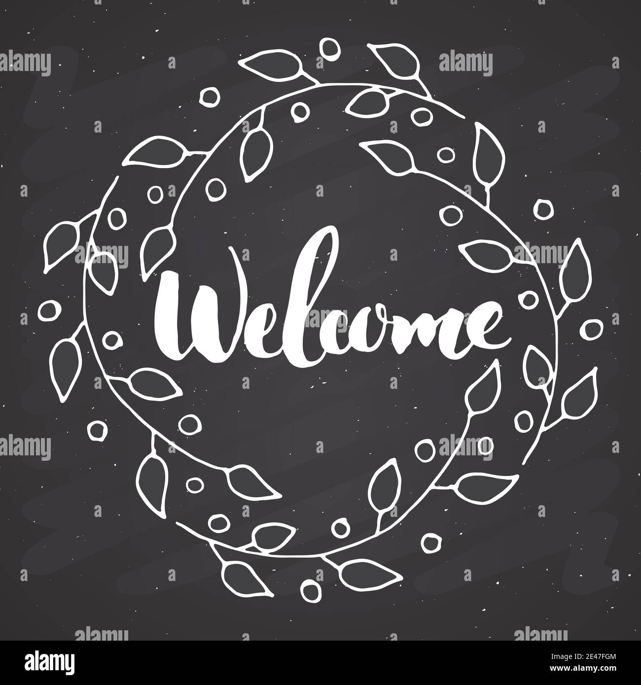 Welcome lettering handwritten sign, Hand drawn grunge calligraphic text ...