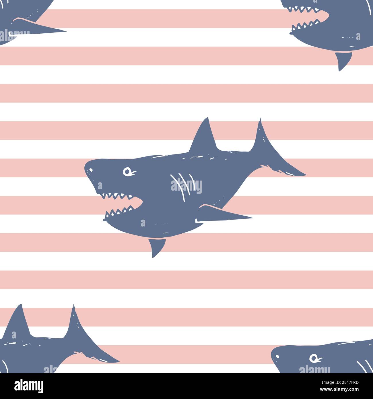 Shark seamless pattern, Hand drawn sketched doodle shark, vector ...