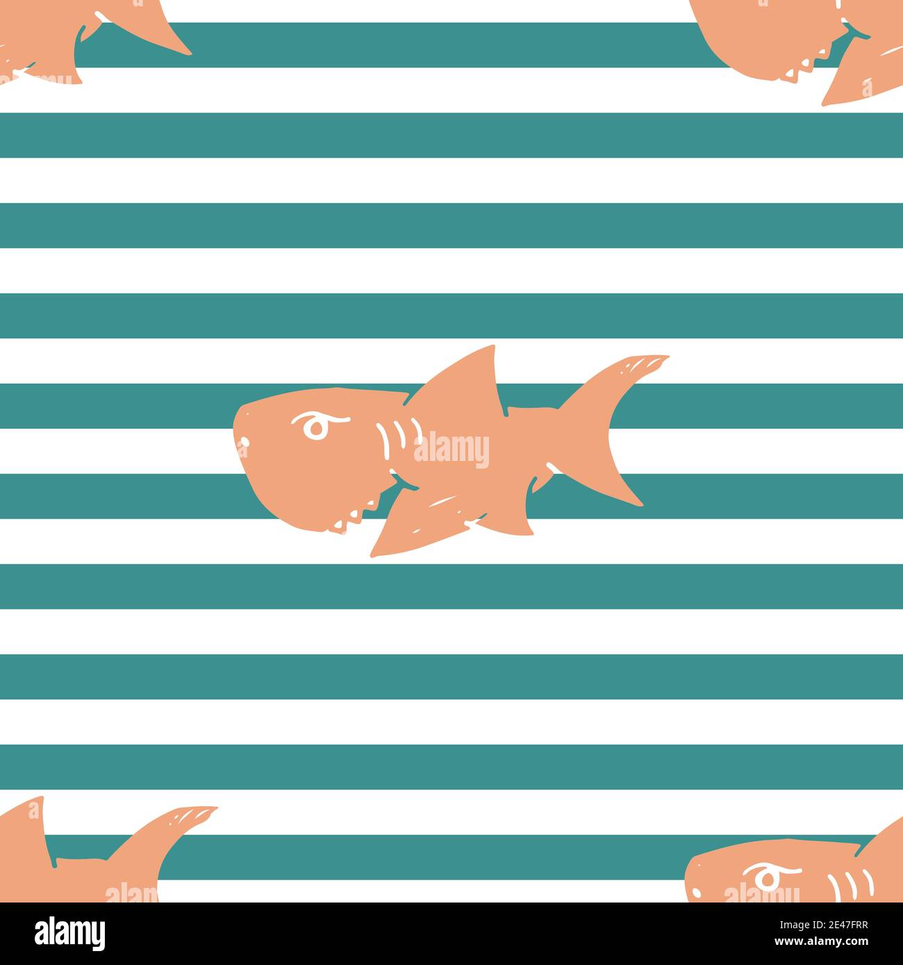 Shark seamless pattern, Hand drawn sketched doodle shark, vector ...