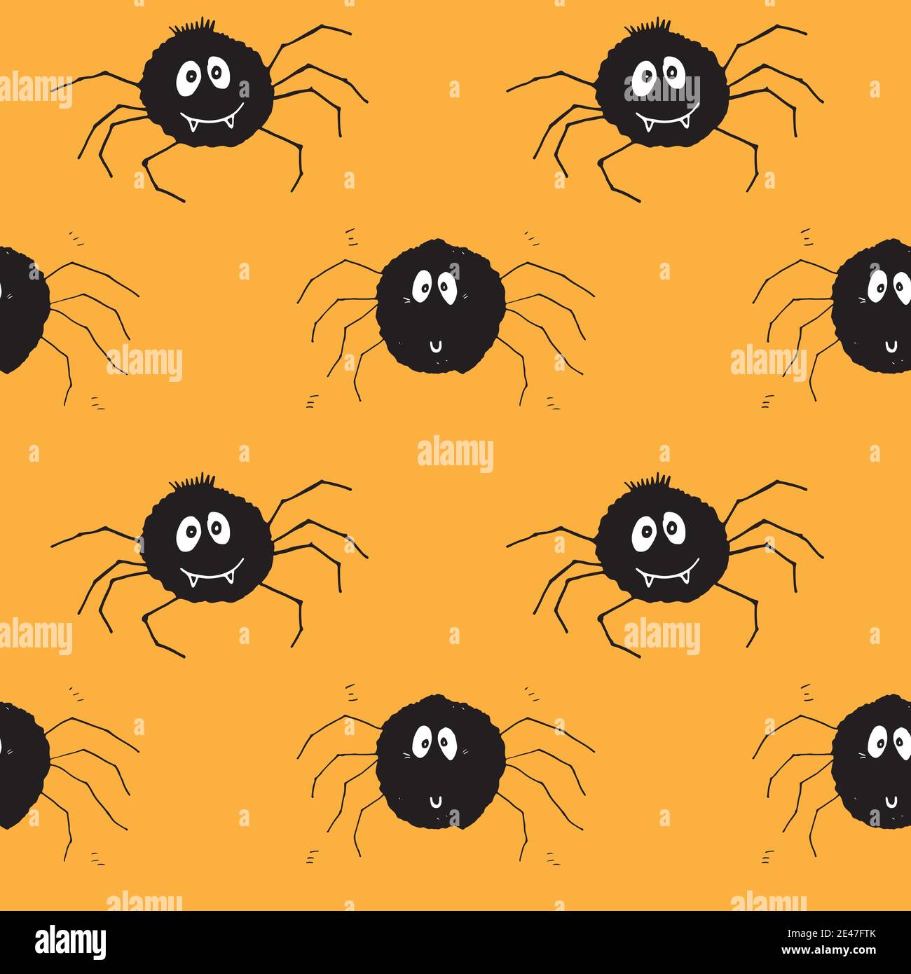 Cute Spider Seamless Pattern, Cartoon Hand Drawn Spider Doodles Vector ...