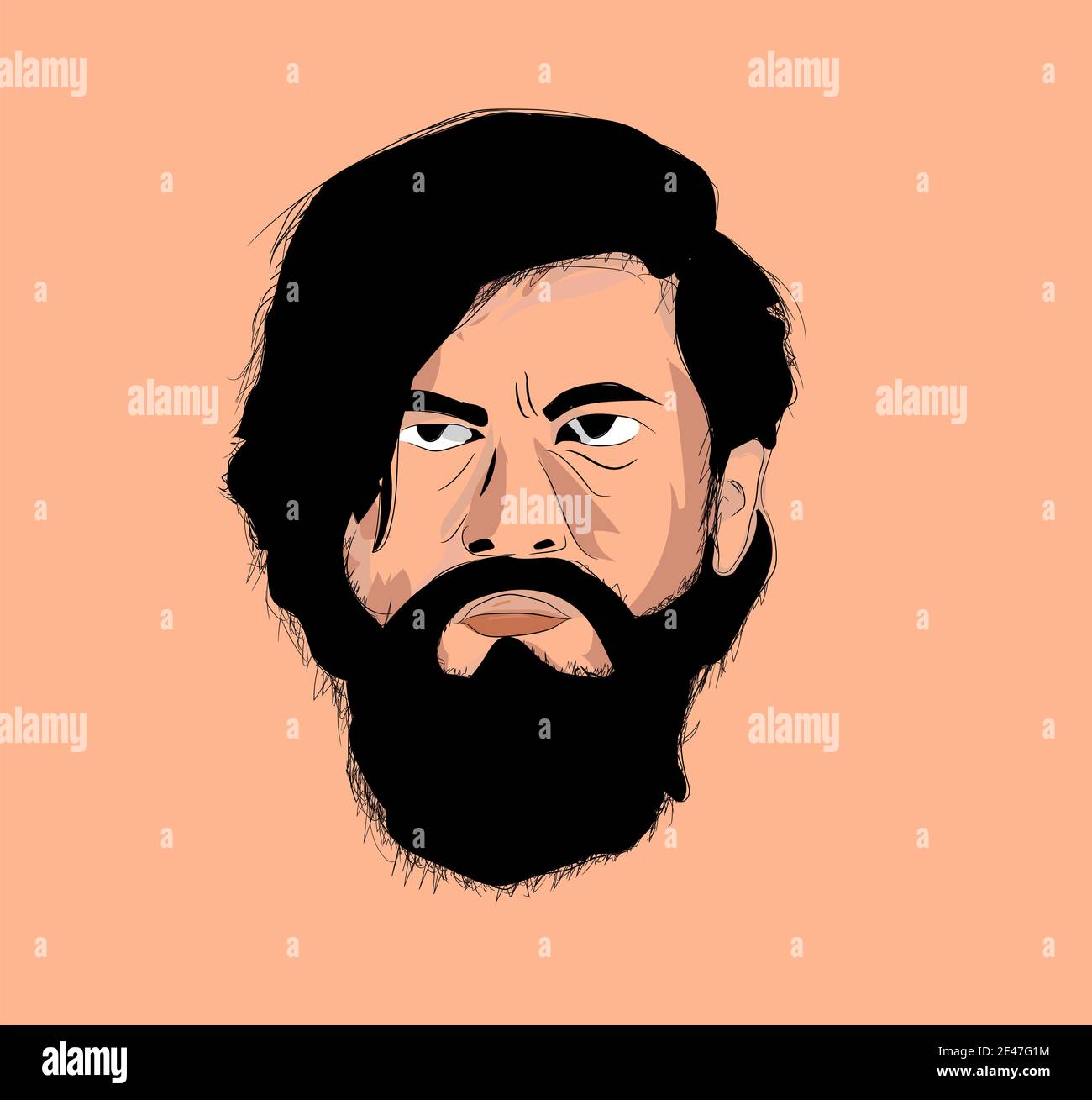 Vector illustration of popular actor Yash, vector KGF illustration ...