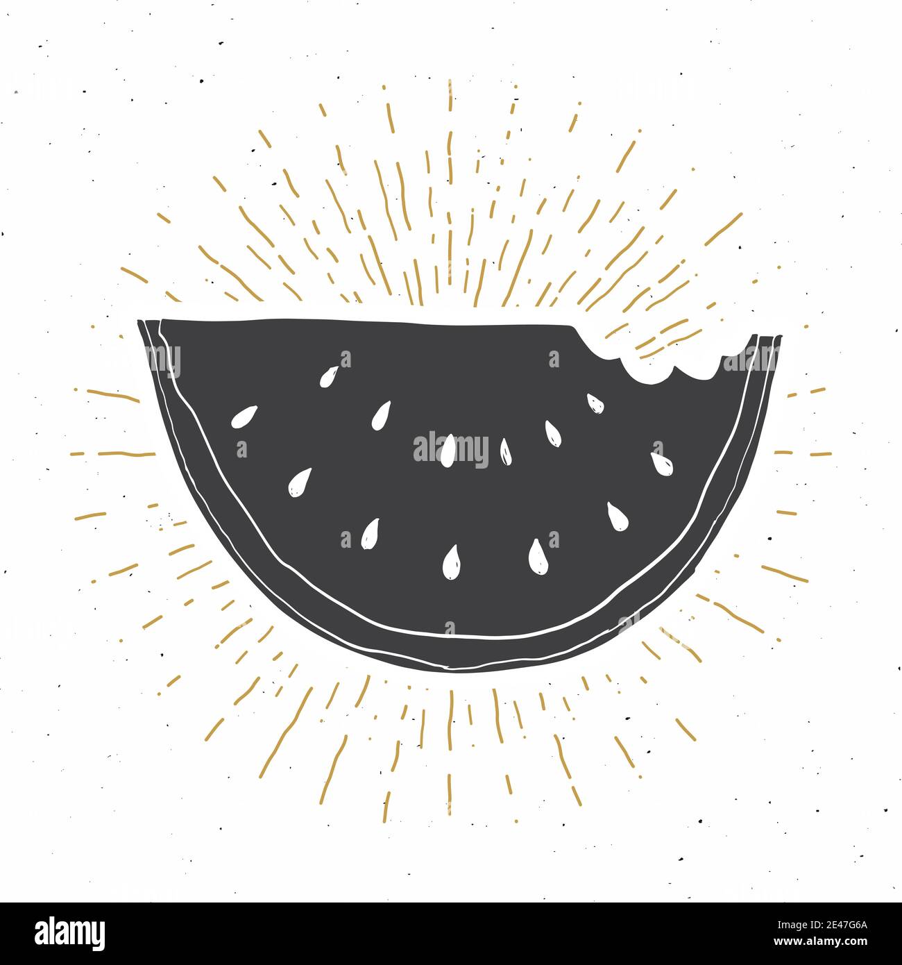 Watermelon vintage label, grunge textured retro badge, typography ...