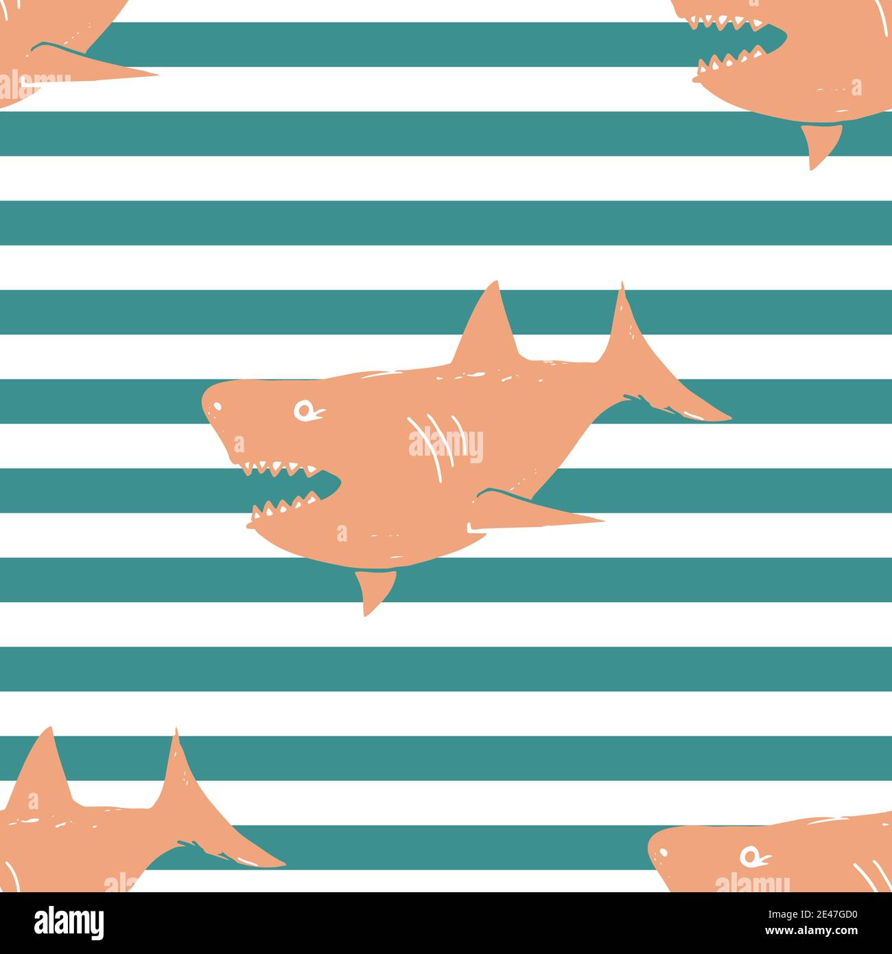 Shark seamless pattern, Hand drawn sketched doodle shark, vector ...
