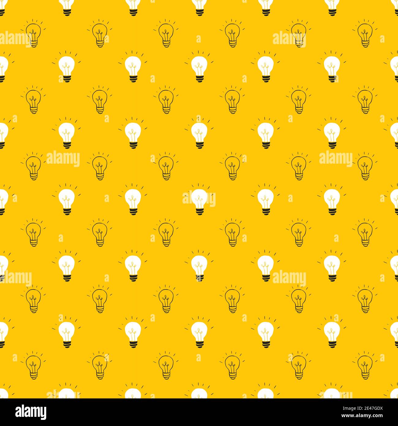 Light bulb Seamless Pattern hand drawn. Vector Illustration Stock ...