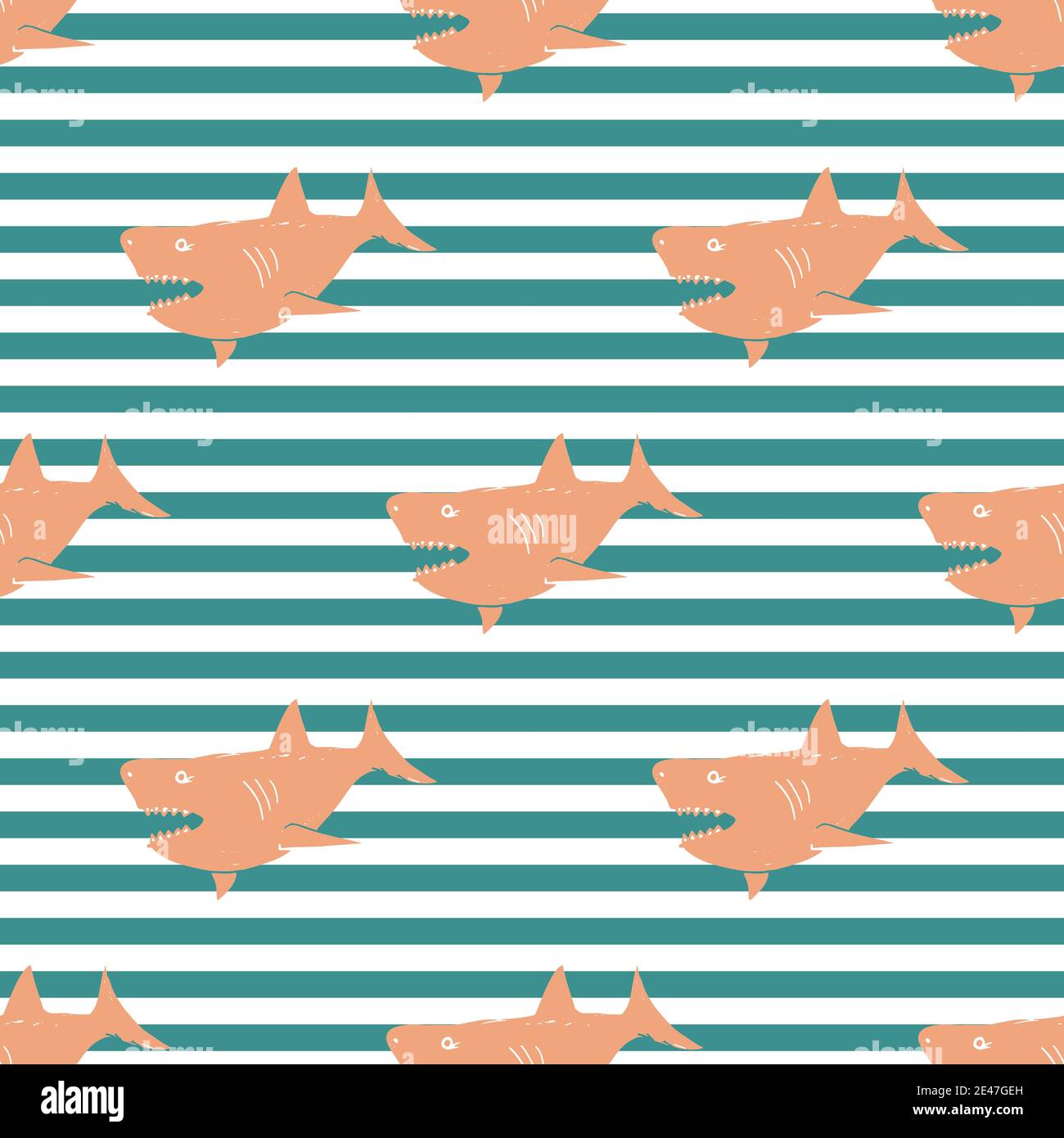 Shark seamless pattern, Hand drawn sketched doodle shark, vector ...