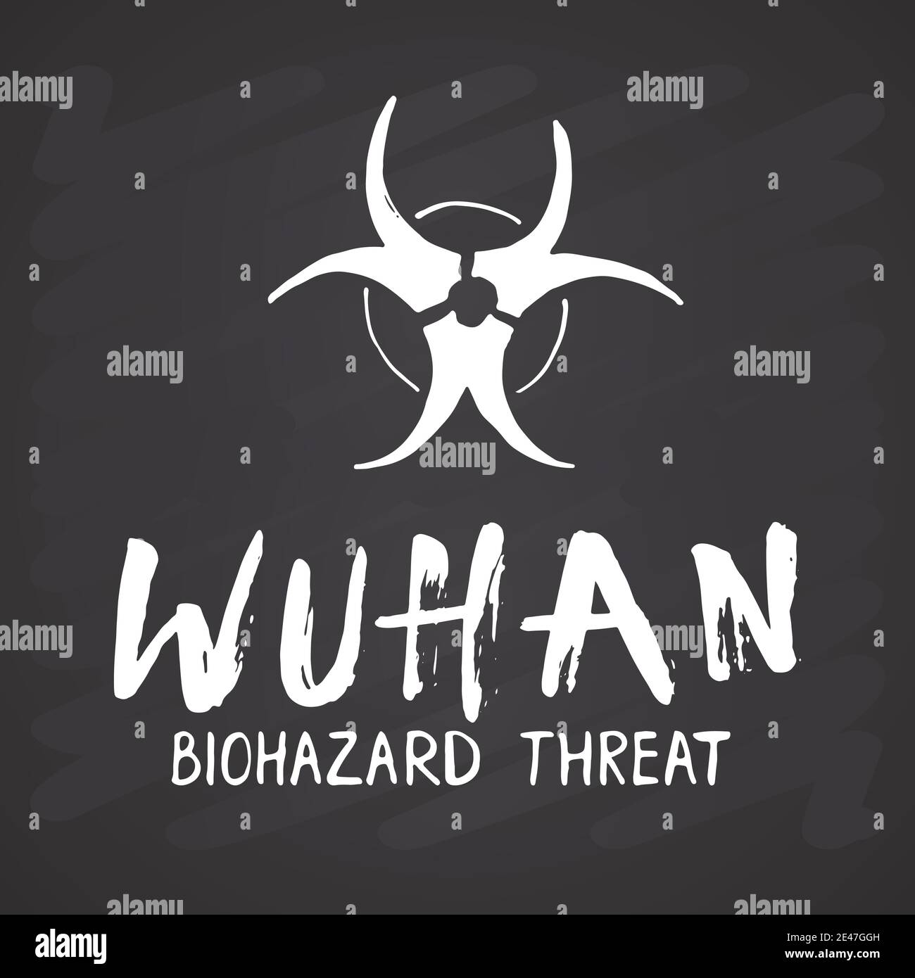 Wuhan lettering with Hand Drawn Biohazard symbol icon. Vector ...