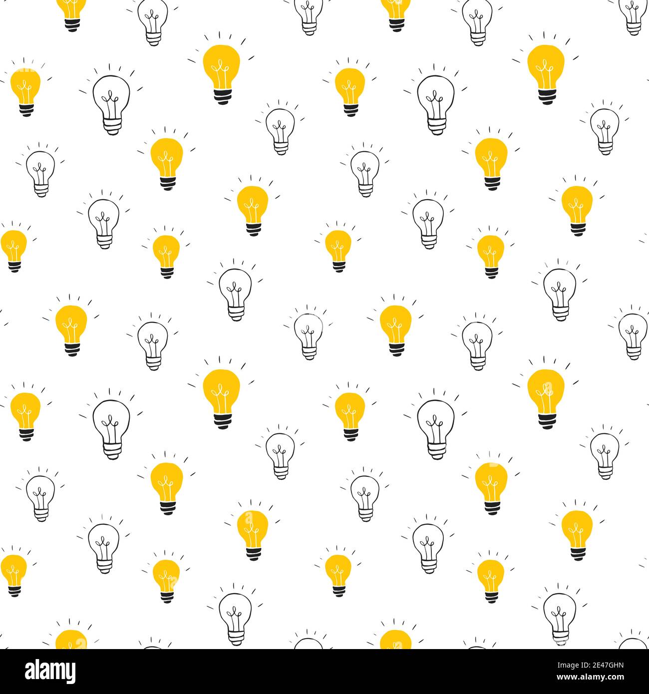 Light bulb Seamless Pattern hand drawn. Vector Illustration Stock ...