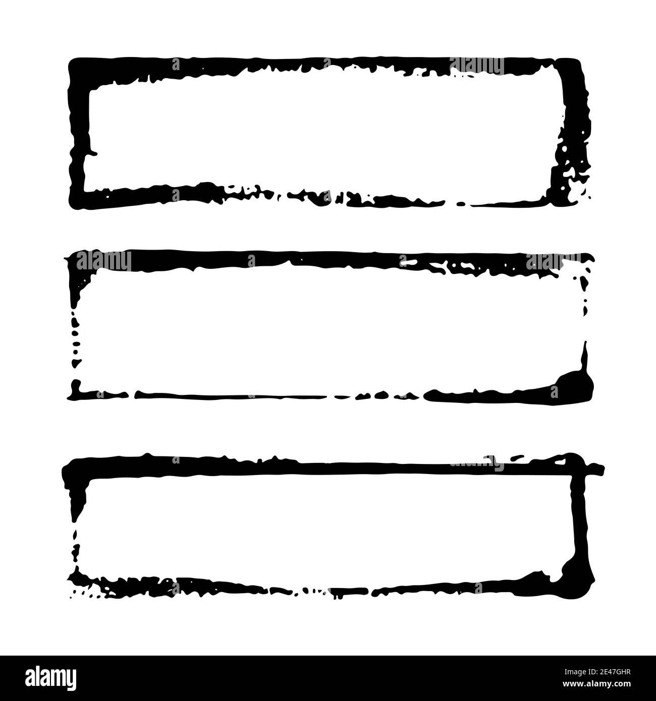 Frames and text boxes, grunge textured hand drawn elements set, vector ...