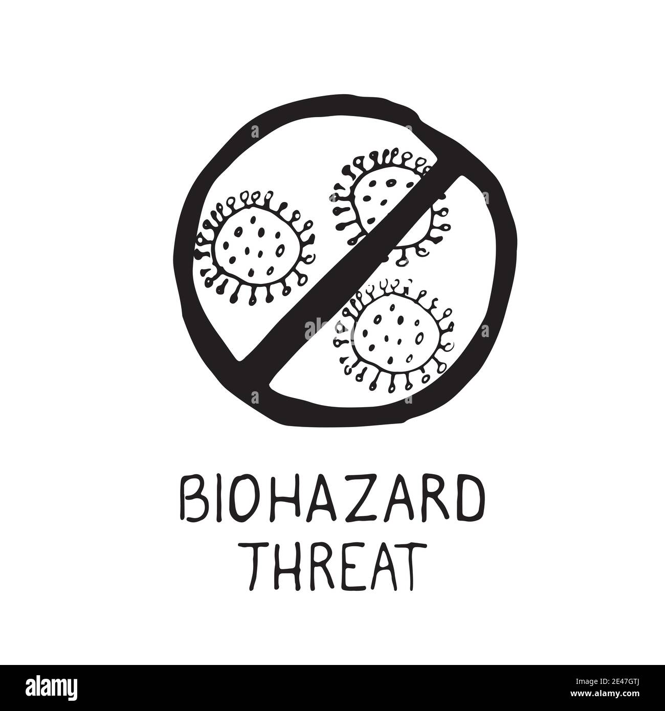 Biohazard threat lettering Hand Drawn icon. Vector illustration ...