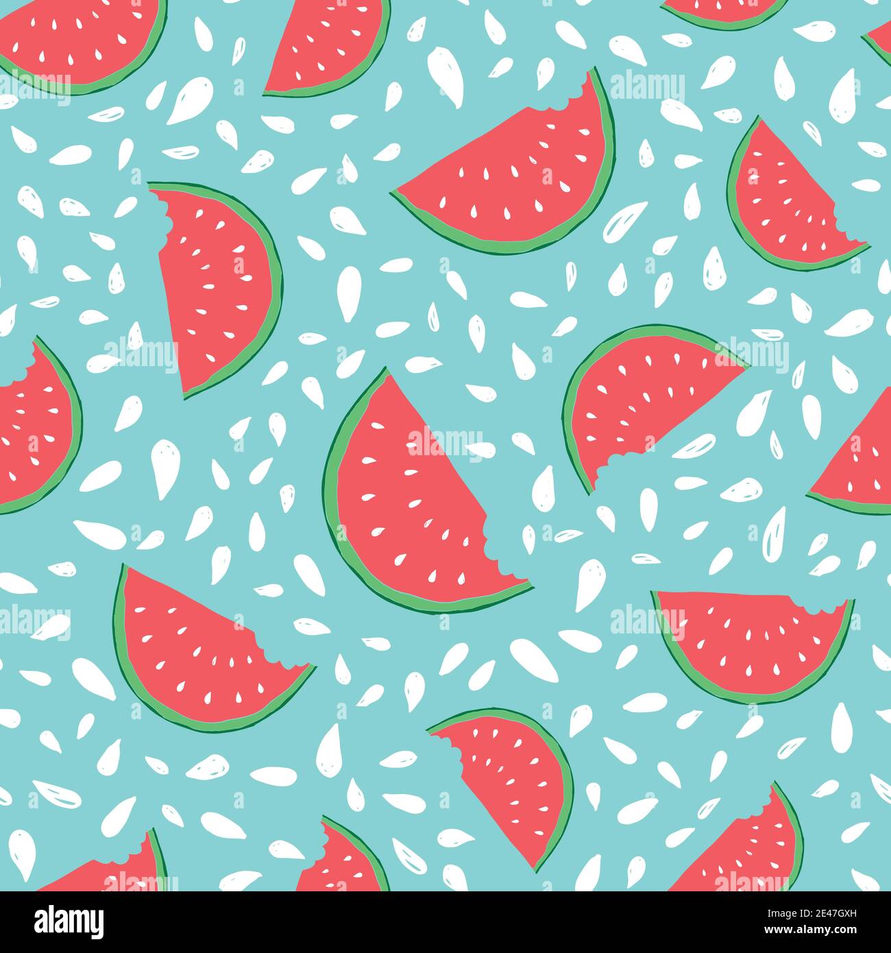 Watermelon Seamless Pattern hand drawn. Vector Illustration Stock ...
