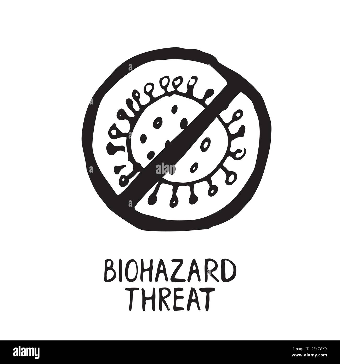 Biohazard threat lettering Hand Drawn icon. Vector illustration ...