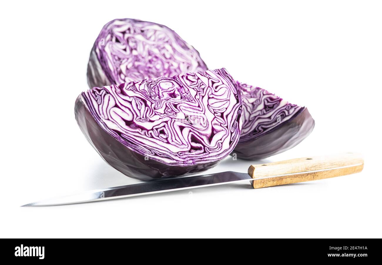 Fresh red cabbage isolated on white background Stock Photo - Alamy
