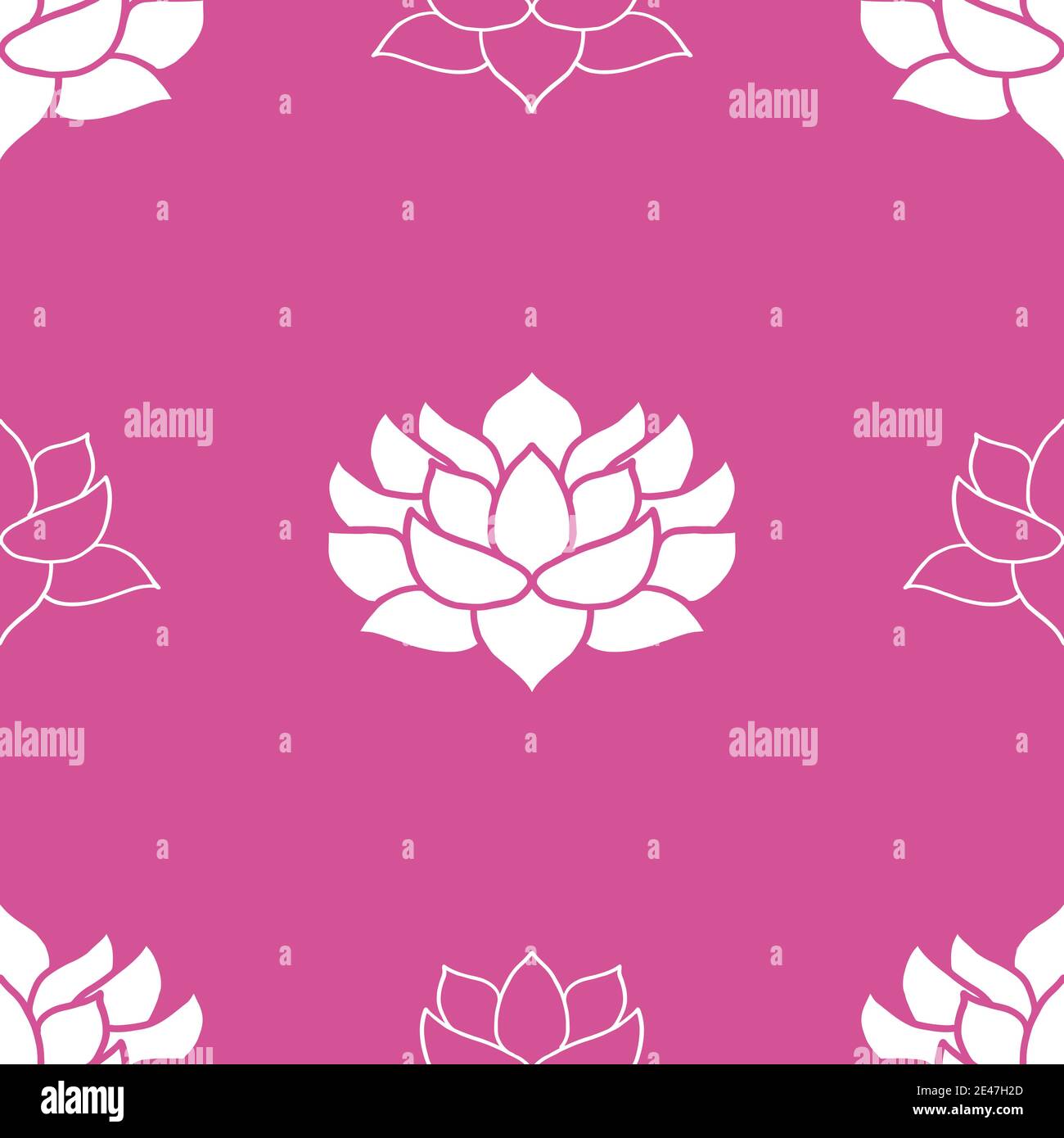 Lotus flower Seamless Pattern, Hand Drawn doodle background. Vector ... Lotus flower Seamless Pattern, Hand Drawn doodle background. Vector ...