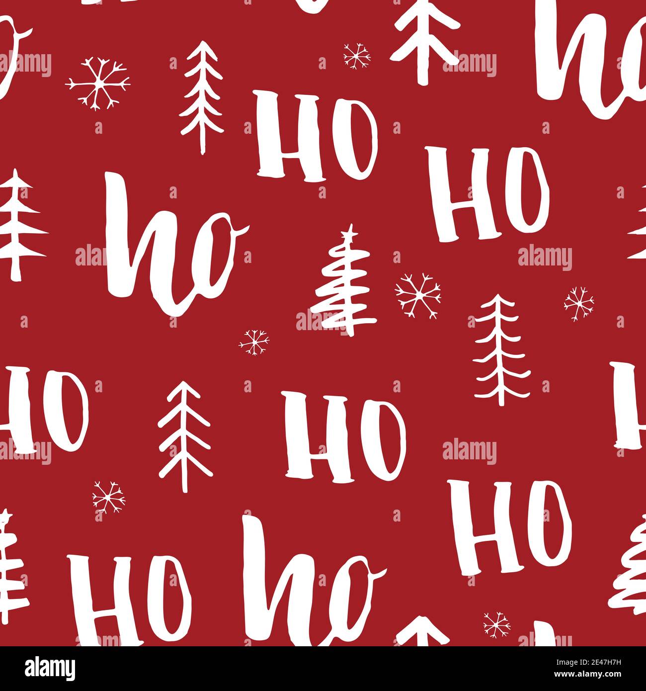 New Year and Christmas seamless pattern, with Ho Ho Ho hand drawn ...